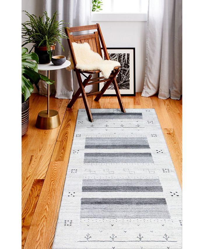 BB Rugs Land Lnd-02 Ivory, Gray 2'6" x 10' Runner Rug - Macy's