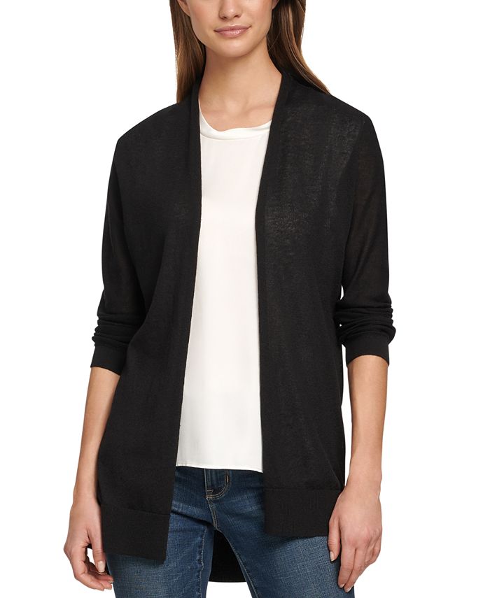 DKNY Open-Front High-Low Cardigan - Macy's