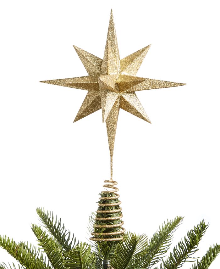 Holiday Lane Christmas Cheer Gold Glitter Tree Topper, Created for Macy ...