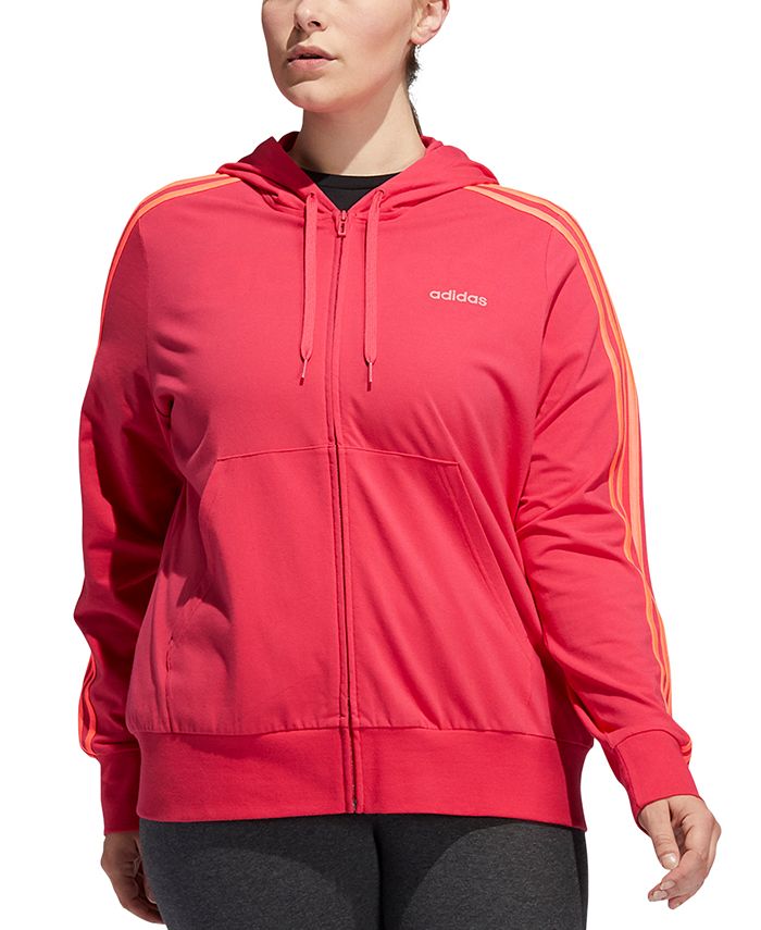 adidas Plus Size Full-Zip Jersey Hooded Jacket - Macy's