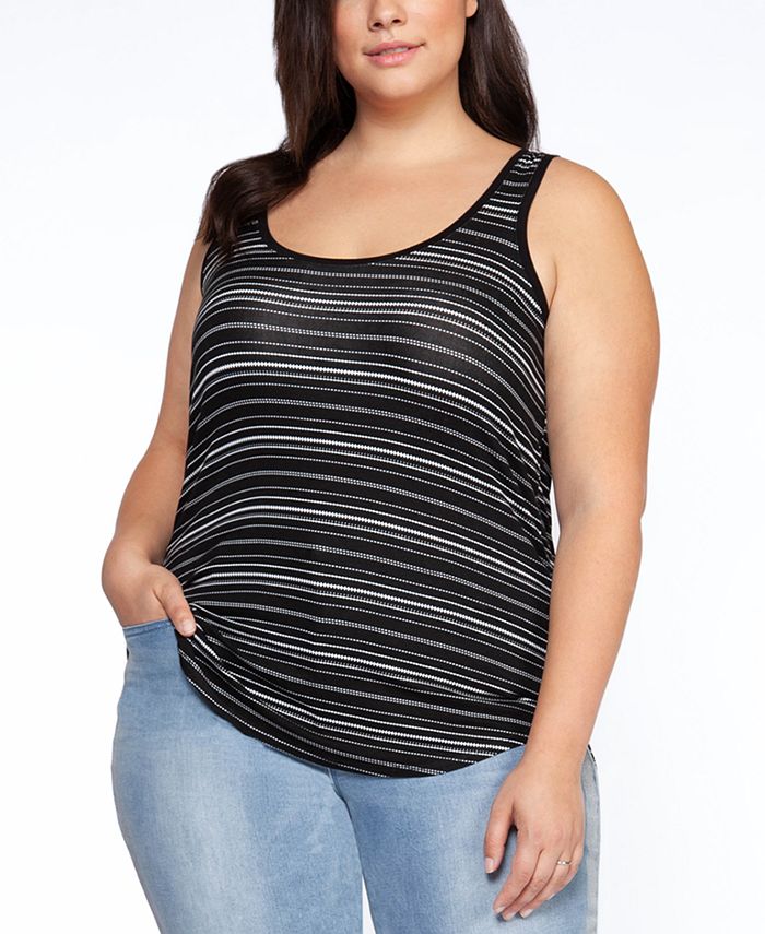 Black Tape Plus Size Striped Tank Top - Macy's