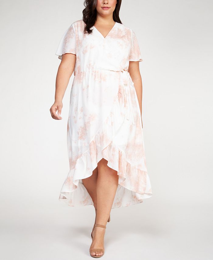 Black Tape Plus Size Floral Print Ruffle Wrap Dress - Macy's