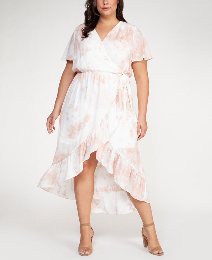 Black Tape Plus Size Floral Print Ruffle Wrap Dress - Macy's