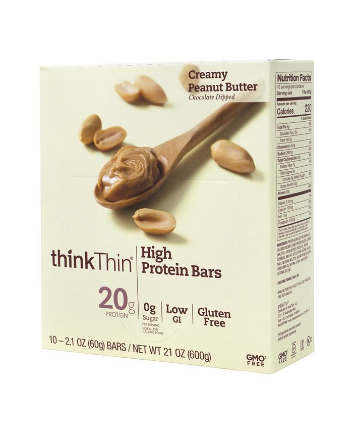 think! (thinkThin) ThinkThin High Protein Bar Creamy Peanut Butter, 2.1 ...