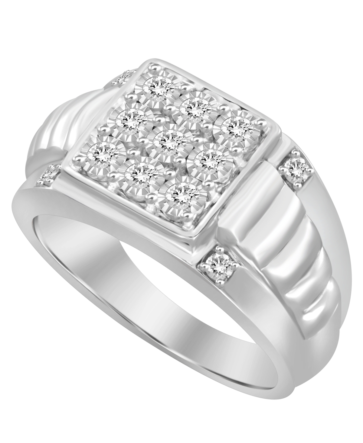 Click here for Mens Diamond (1/4 ct. t.w.) Ring in Sterling Silve... prices