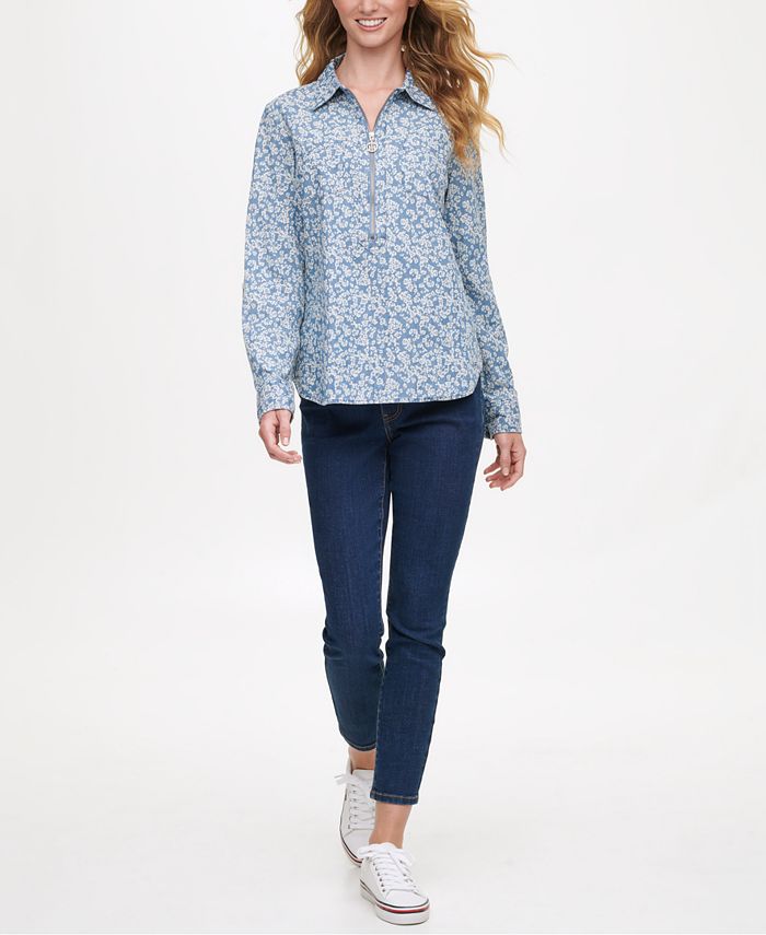 Tommy Hilfiger Zip-Front Popover Top - Macy's