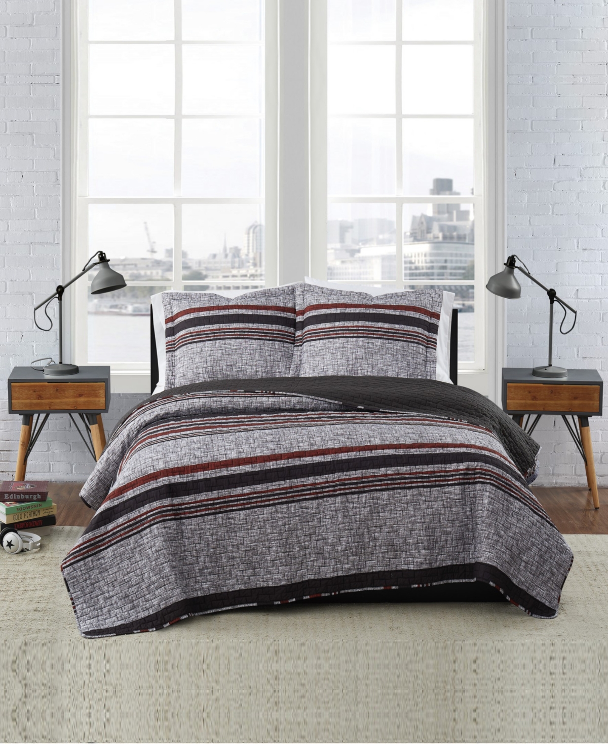 Click here for London Fog Warren Stripe 2-Piece Quilt Set  Twin X... prices