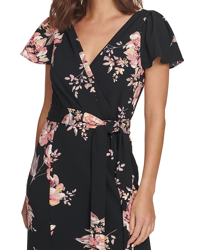 Dkny Flutter Sleeve V Neck Dress Macys