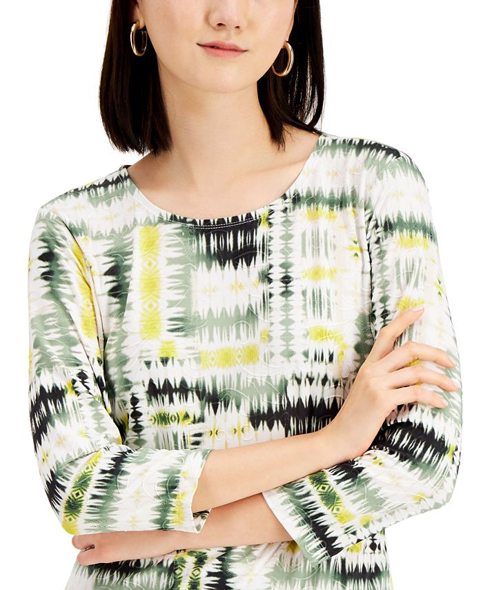 JM Collection Printed Jacquard Top, Created for Macy's - Macy's