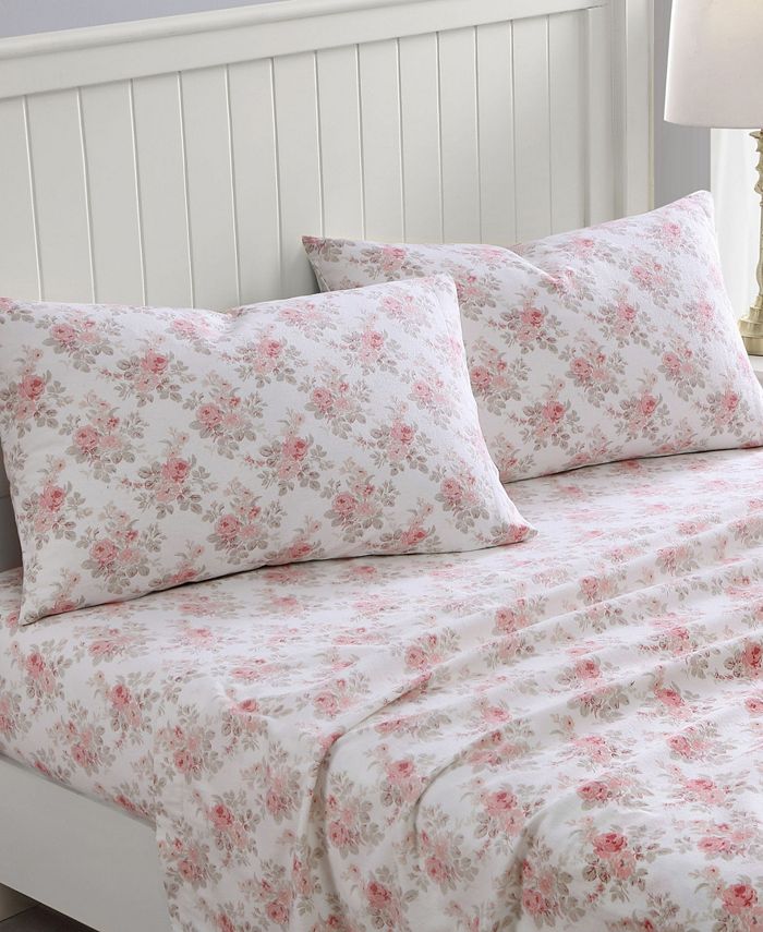Laura Ashley Lisalee Cotton Flannel Sheet Set, Full - Macy's
