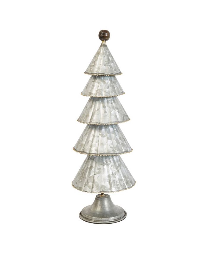 CREATIVE CO-OP INC 19.25" Multi-Tier Galvanized Metal Cone Tree on Base ...