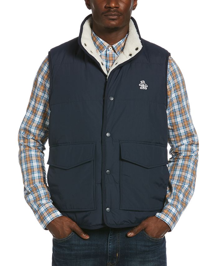 Original Penguin Men's Sherpa Reverse Vest - Macy's
