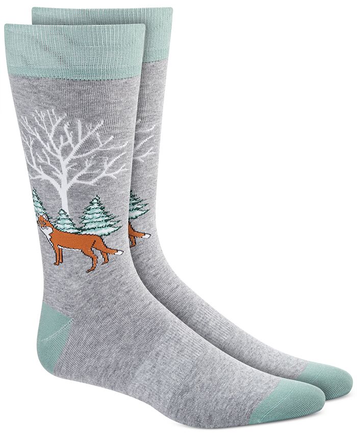 Bar III Men's Gray Forest Fox Socks, Created for Macy's - Macy's
