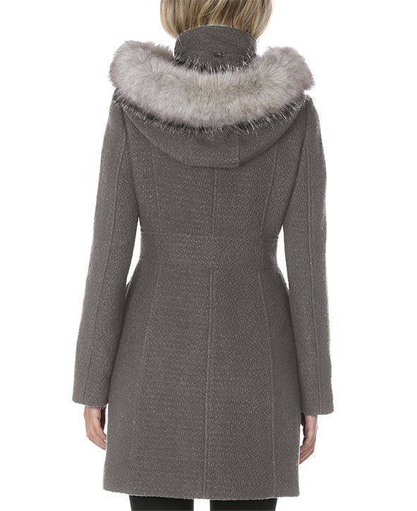 Laundry by Shelli Segal Faux-Fur-Trim Hooded Coat & Reviews - Coats ...