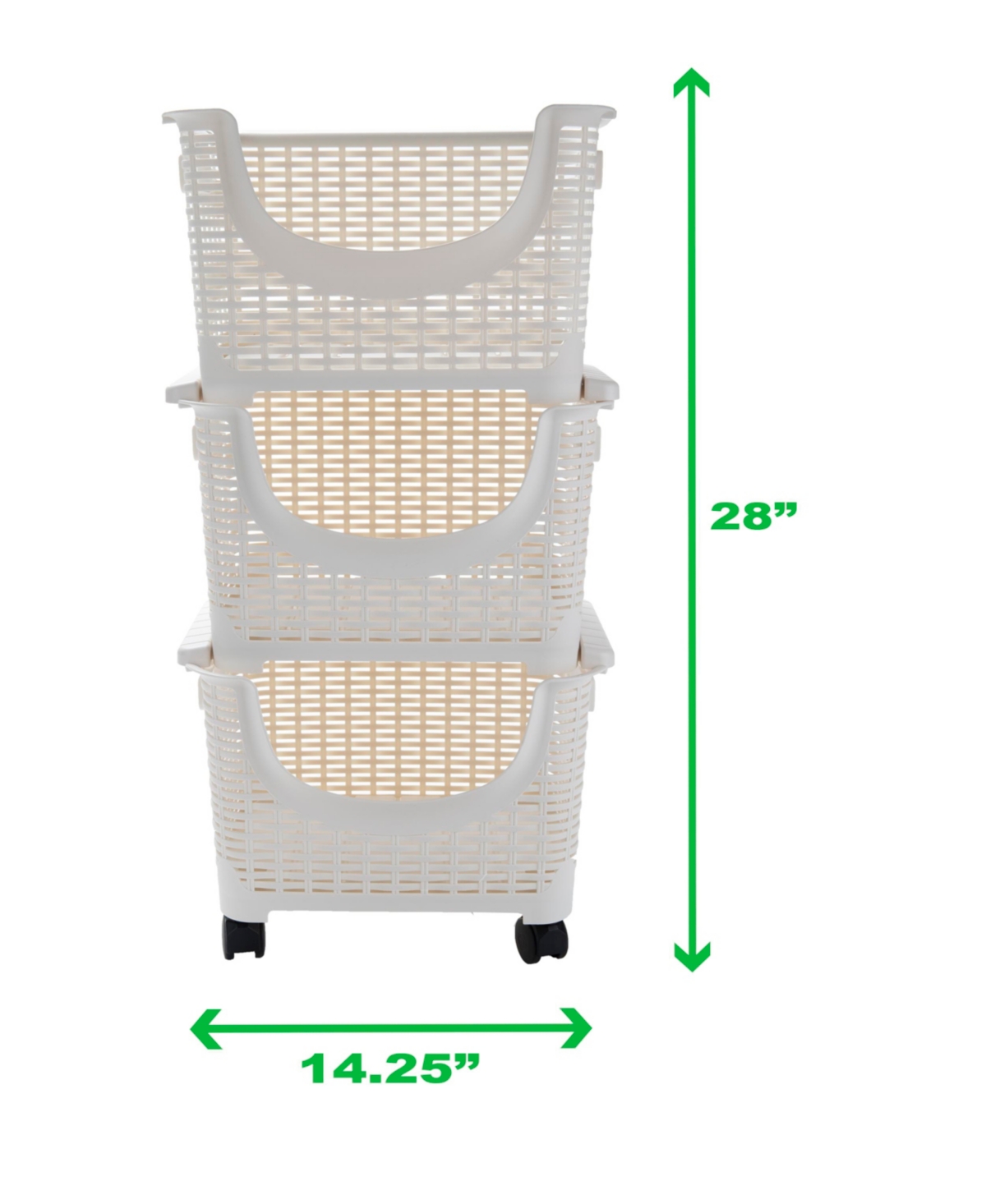 Mind Reader 3-Tier Stackable Rolling Storage Containers - Ivory | Smart ...