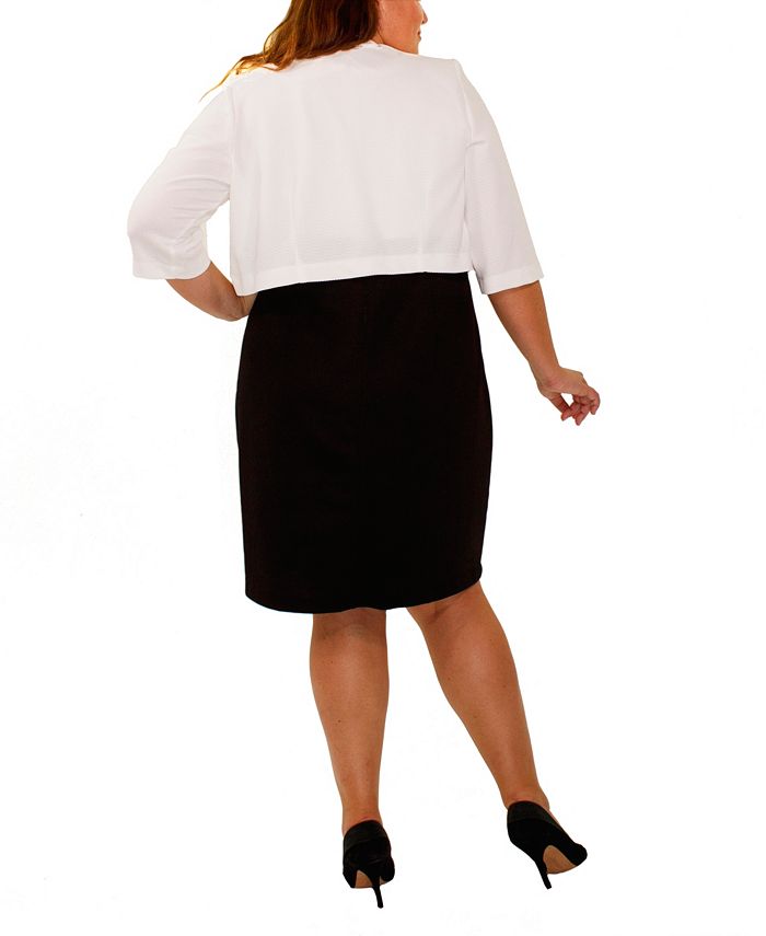 NY Collection Women's Plus Size Elbow Sleeve Jacket and Color blocked ...