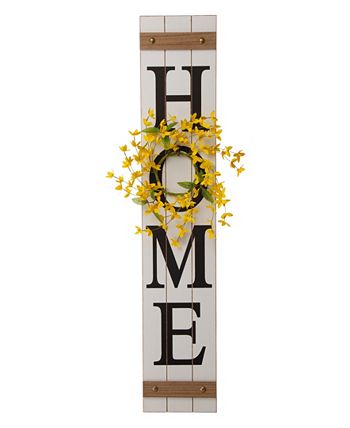 Glitzhome Wooden "Home" Floral Porch Sign, Set of 4 - Macy's