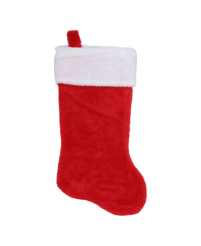 Northlight Traditional with Plush Trim Hanging Christmas Stocking - Macy's
