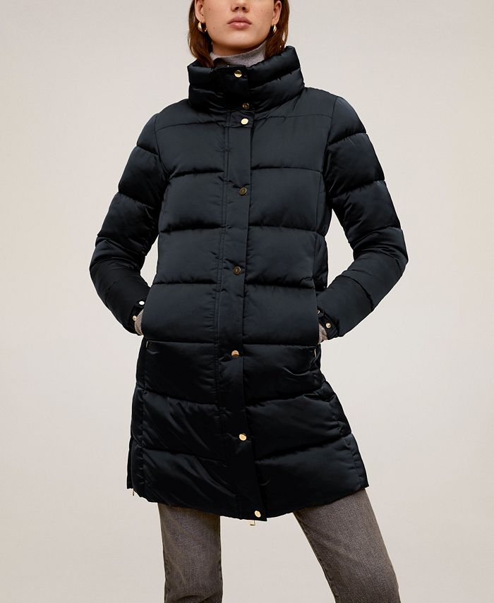 MANGO Quilted Long Coat - Macy's
