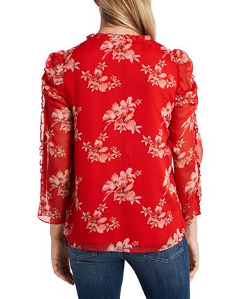 CeCe Ruffled Printed Blouse - Macy's
