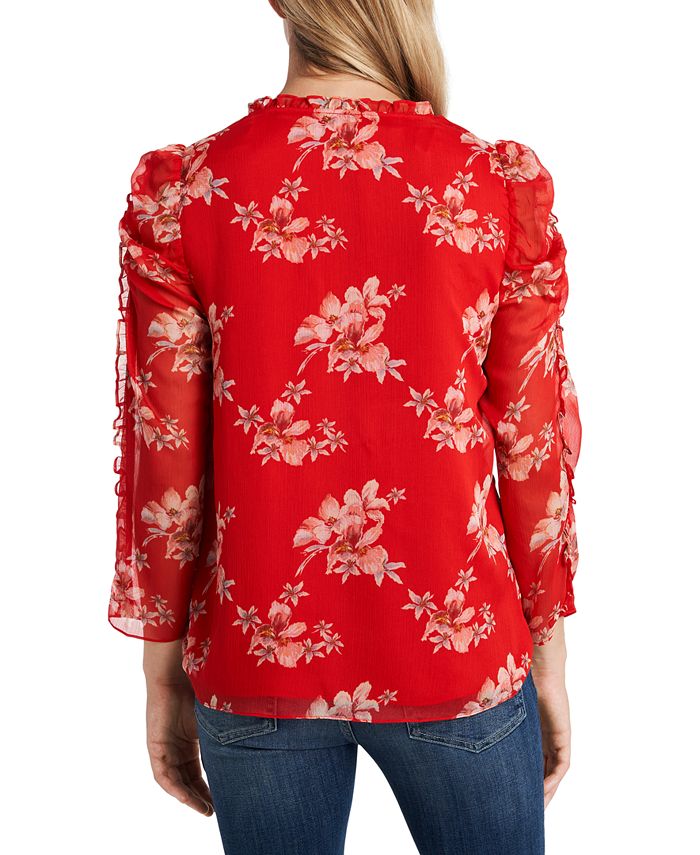 CeCe Ruffled Printed Blouse - Macy's