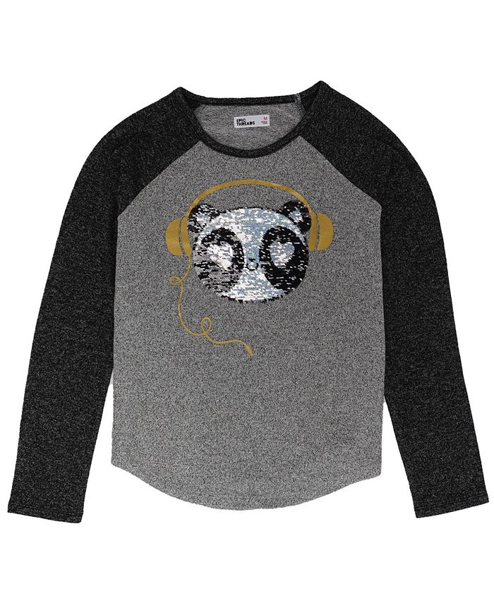 Epic Threads Big Girls Long Sleeve Flip Sequin Graphic Knit Top - Macy's