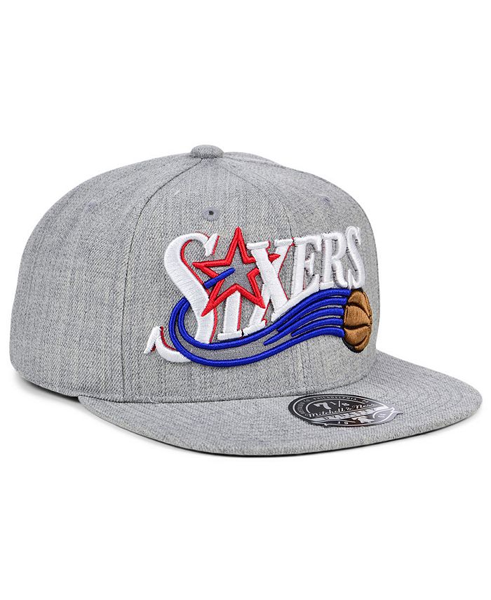Mitchell & Ness Philadelphia 76ers Hardwood Classic Team Heather Fitted ...