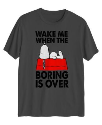 Snoopy Wake Me When the Boring is Over Men's Short Sleeve Tee - Macy's