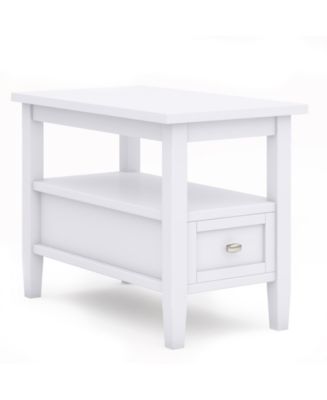 Simpli Home Warm Shaker Solid Wood Narrow Side Table in White