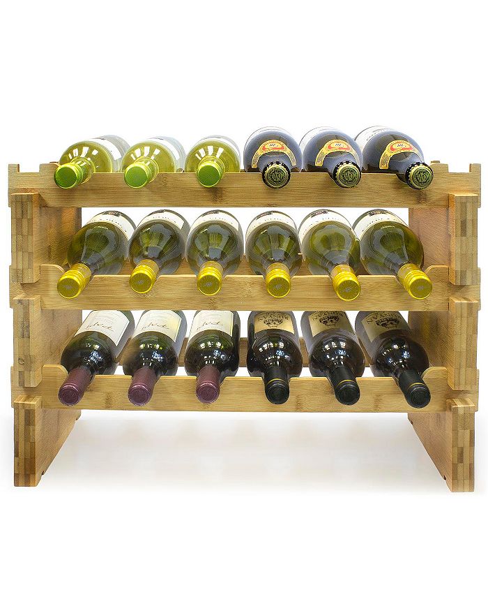 Sorbus 3 Tier Stackable Bamboo Wine Rack - Macy's