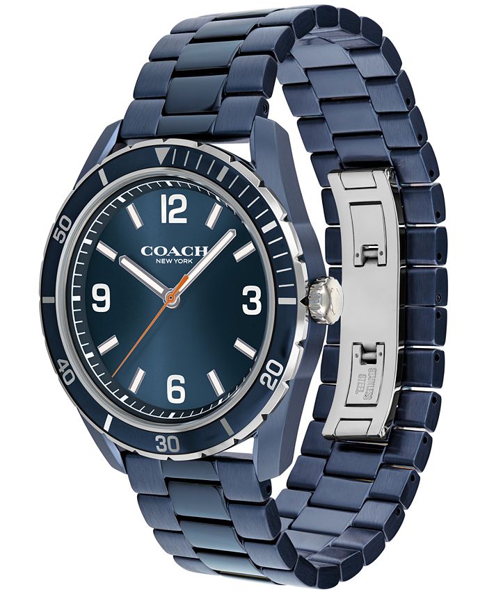 COACH Men's Preston Blue-Tone Bracelet Watch 44mm - Macy's