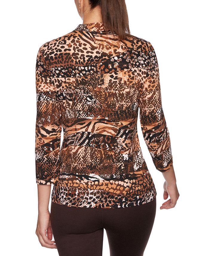 Ruby Rd. Petite Embellished Animal-Print Knit Top - Macy's
