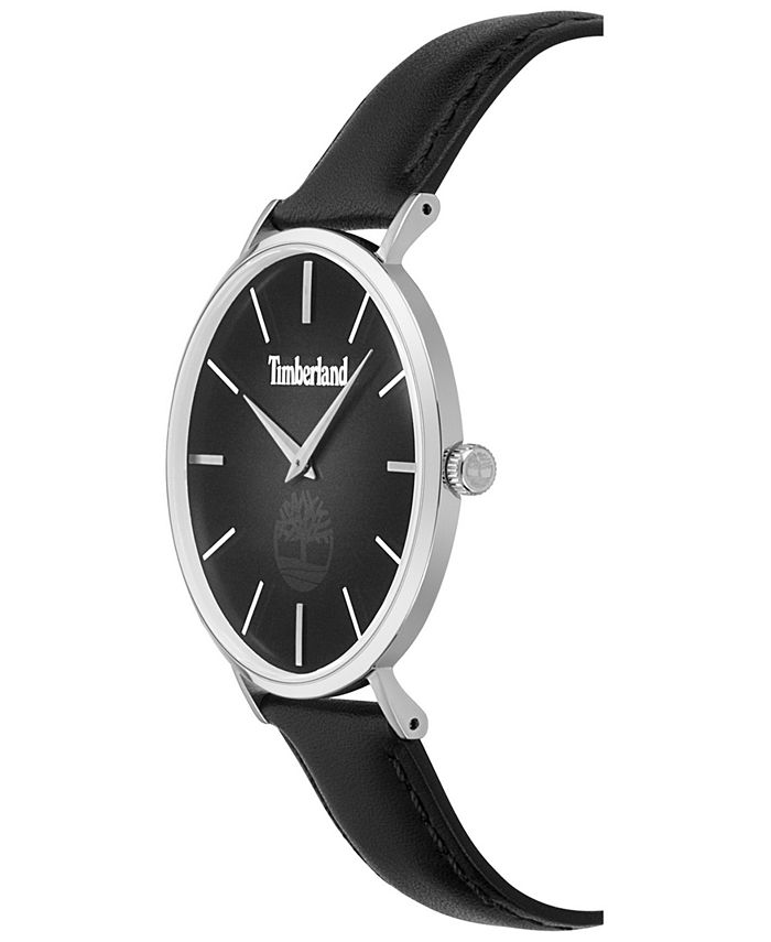 Timberland Men's Black Leather Strap Watch 42mm - Macy's