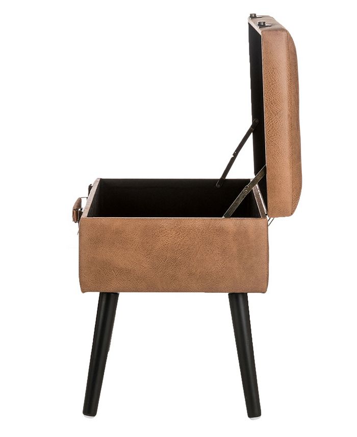 Glitzhome Leather Upholstered Storage Stool - Macy's