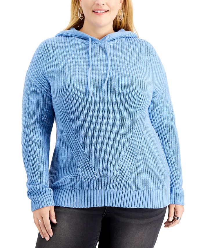 Style & Co Plus Size Ribbed Hoodie Sweater, Created for Macy's - Macy's