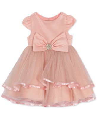 Rare Editions Baby Girls Satin Cap-Sleeve Mesh Dress - Macy's
