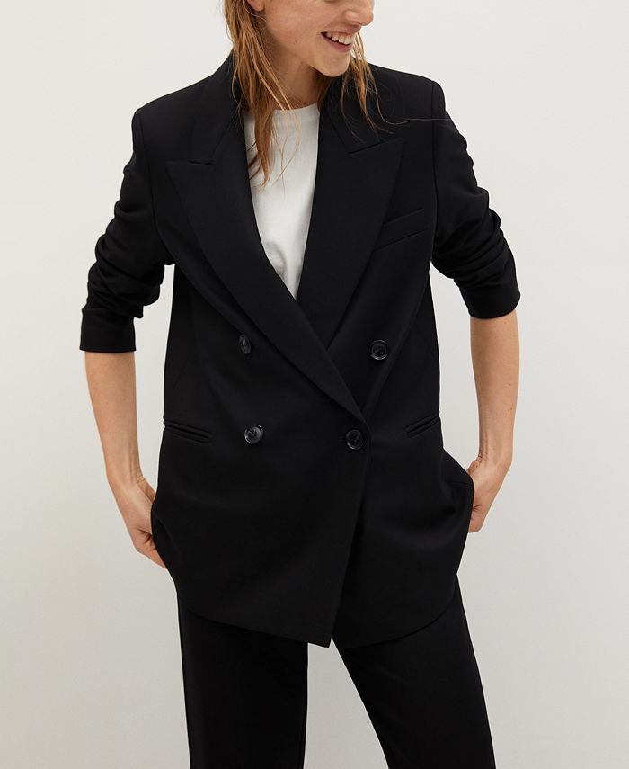 MANGO Double-Breasted Structured Blazer - Macy's