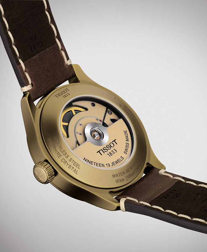 Tissot Men's Swiss Automatic Gent XL Swissmatic Brown Leather Strap ...