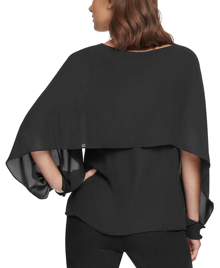 DKNY Cape-Overlay Top - Macy's