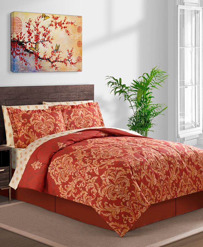 Fairfield Square Collection Golden Damask 8-Pc. Reversible Full ...