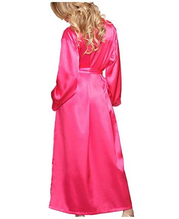 iCollection Women's Long Satin Robe with Lace Cuffs - Macy's