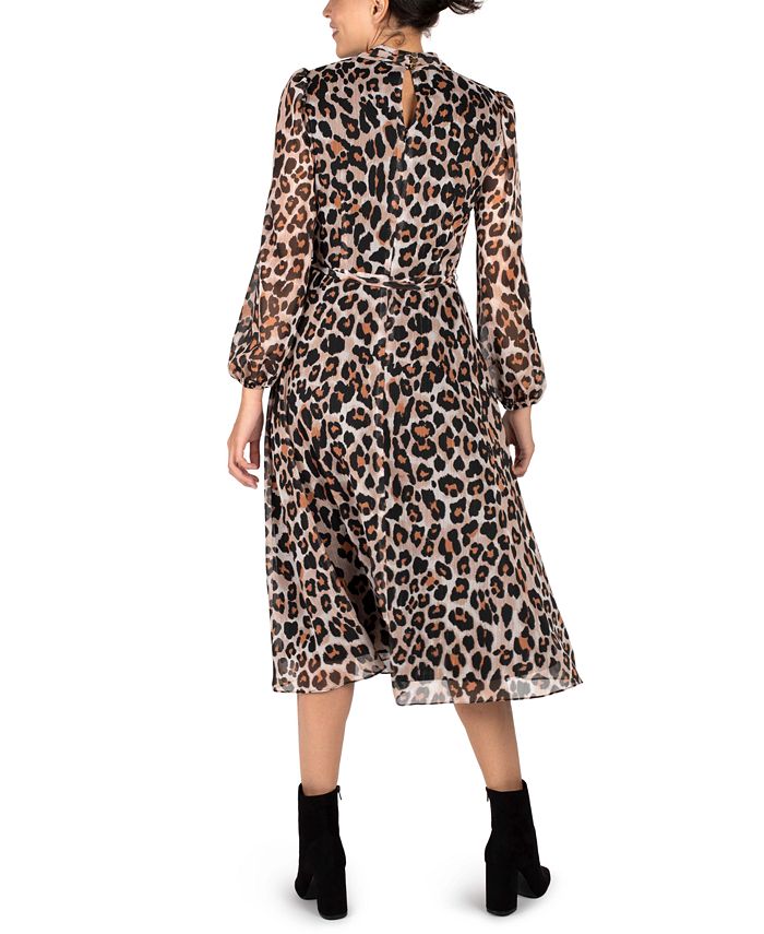 Donna Ricco Leopard-Print Side-Tie Midi Dress - Macy's