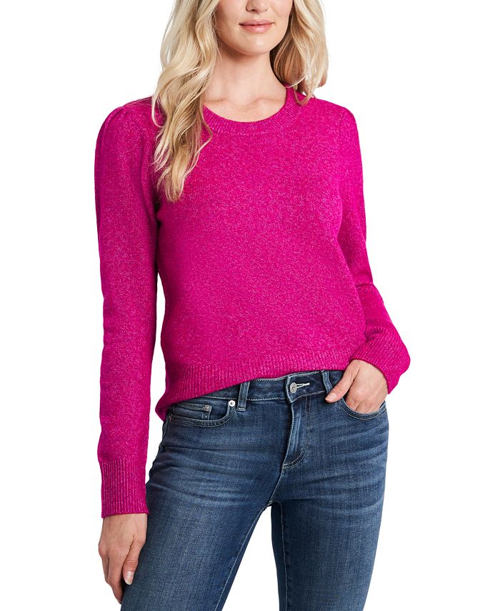 CeCe Crew-Neck Puffed-Shoulder Sweater - Macy's