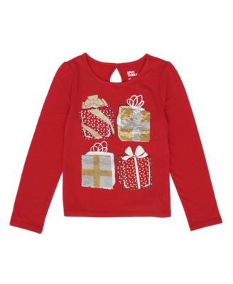 Epic Threads Little Girls Long Sleeve Flip Sequin Present Graphic Tee ...