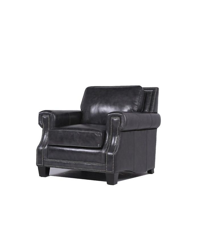 Nice Link Willison Italian Leather Armchair in Charcoal Gray - Macy's