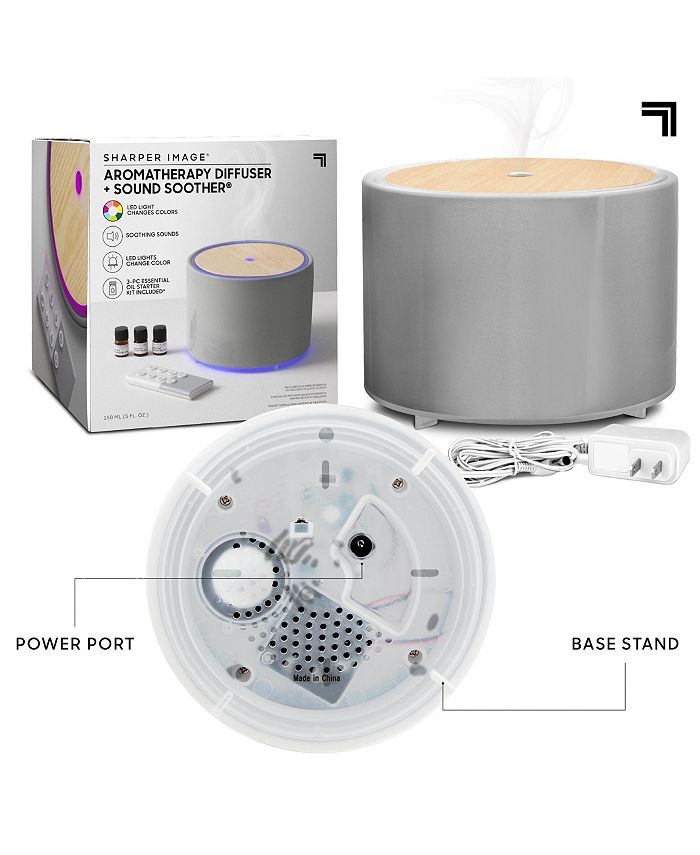 Sharper Image Diffuser Ultrasonic Aromatherapy Wood Lid and Ceramic LED ...