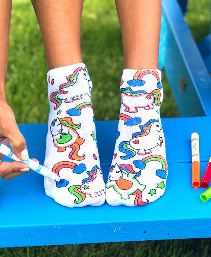 Living Royal Unicorn Fun Crayola Color-In Ankle Socks - Macy's