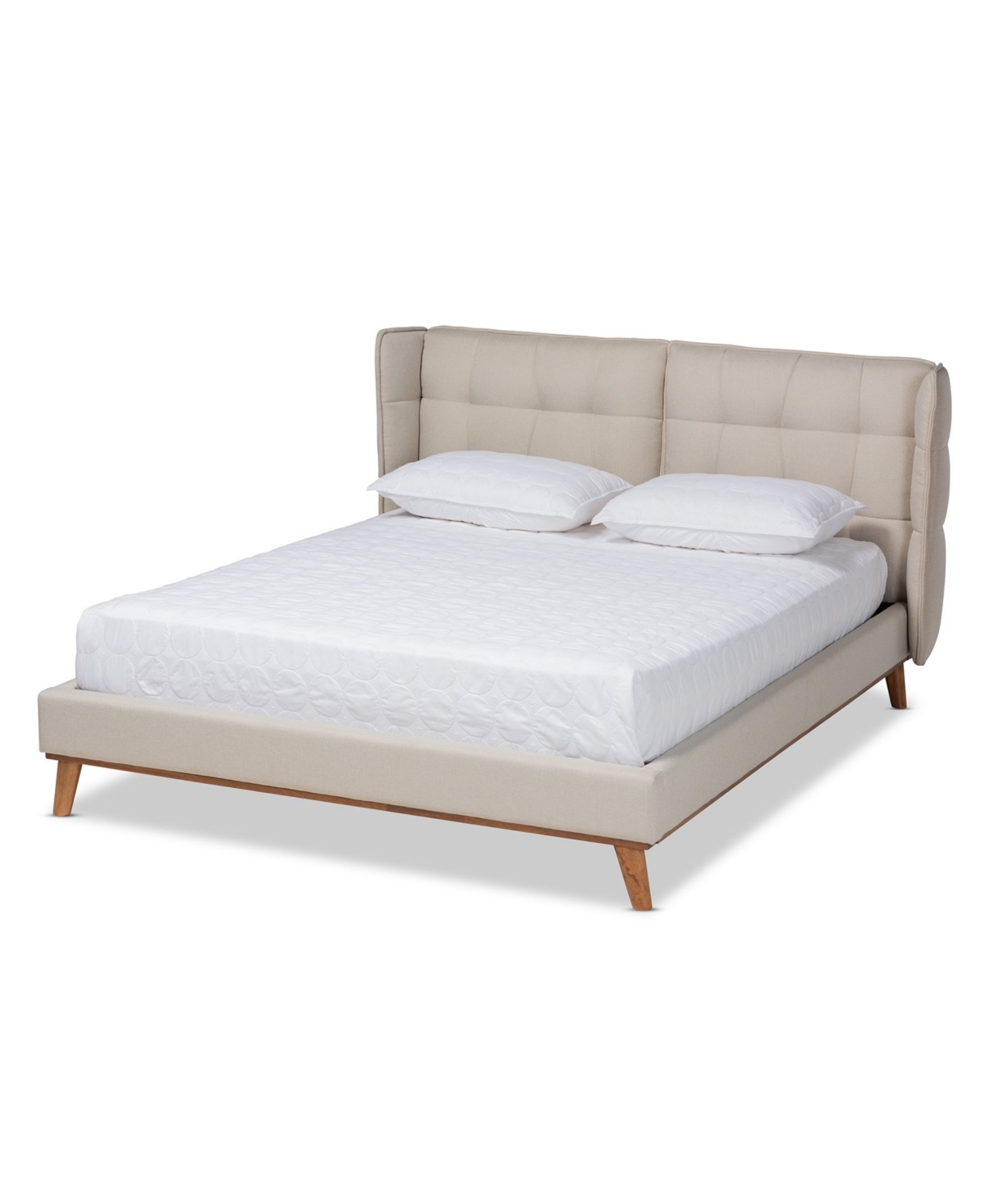 Gretchen Upholstered Platform Bed  One Size  Beige