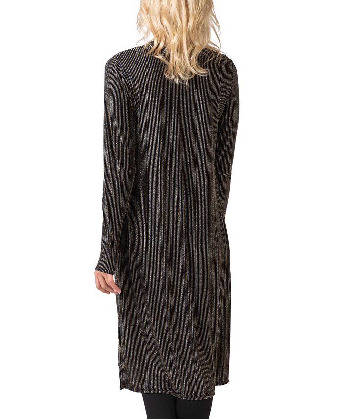 Belldini Black Label Women's Plus Size Metallic Stripe Long Sleeve ...