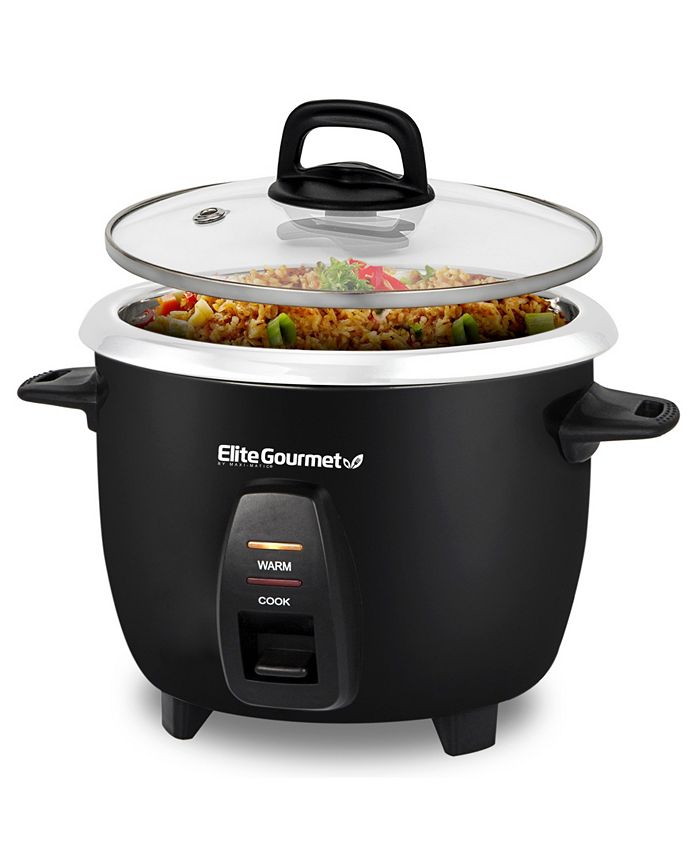 Elite Gourmet 10-Cup Rice Cooker with Glass Lid, Stainless Steel Inner ...